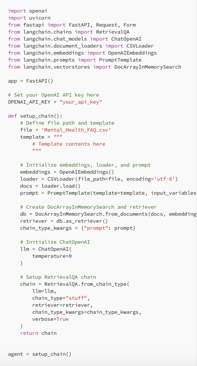 AI health innovation: Building a mental health chatbot using FastAPI, Langchain, and OpenAI in ...